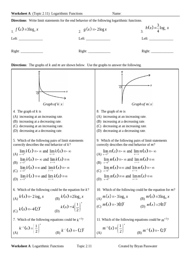 Pre Calc Worksheets 2.11 and 2.12 | PDF | Function (Mathematics ...