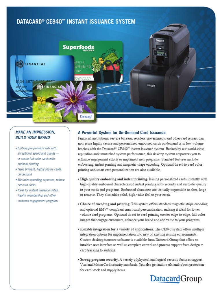 Datacard Ce840 Datasheet | PDF | Smart Card | Emv