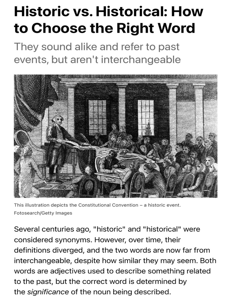 Historic vs. Historical: How To Choose The Right Word | PDF | English ...