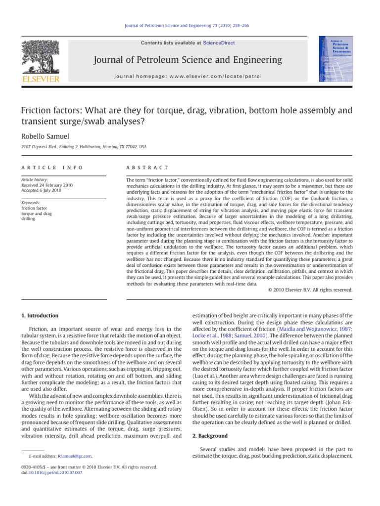 Friction Factors What Are They For Torque, Drag, Vibration, Bottom Hole ...