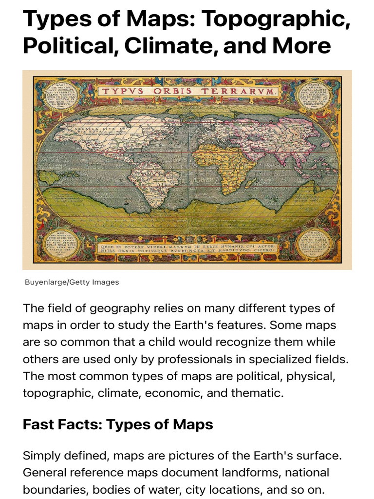 Types of Maps: Political, Climate, Elevation, and More | PDF | Map ...
