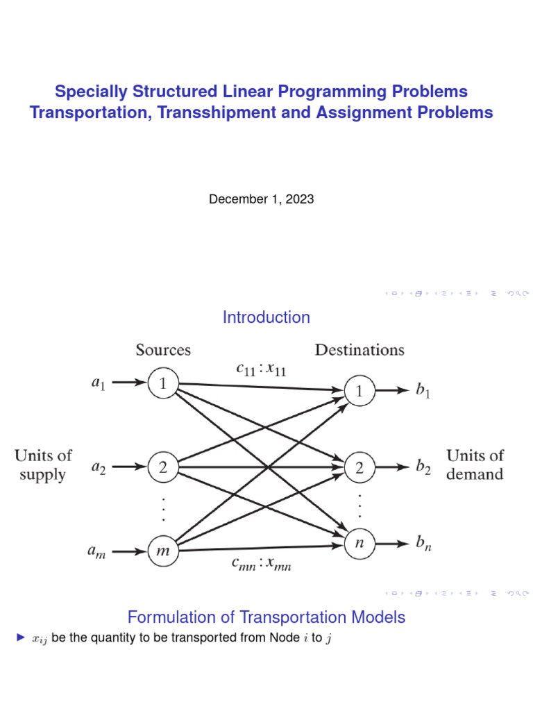 Lecture 06 Speciallystructuredlpp Transportationandtransshipment