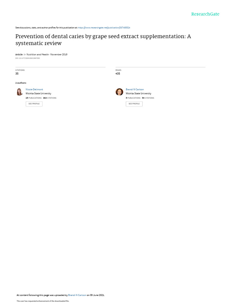 Prevention of Dental Caries by Grape Seed Extract | PDF | Tooth Enamel ...