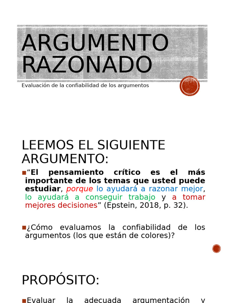 Argumento Razonado Evaluación Confiabilidad OK | PDF | Ciencia y ...