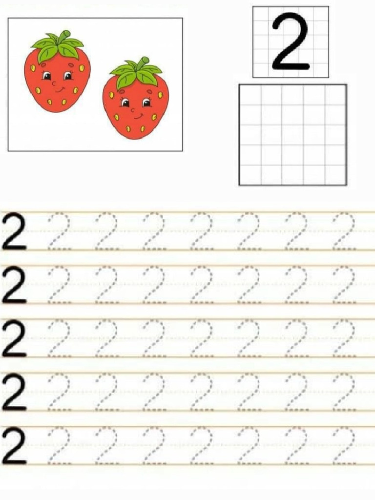 Orange Simple Number Two Tracing Worksheet | PDF
