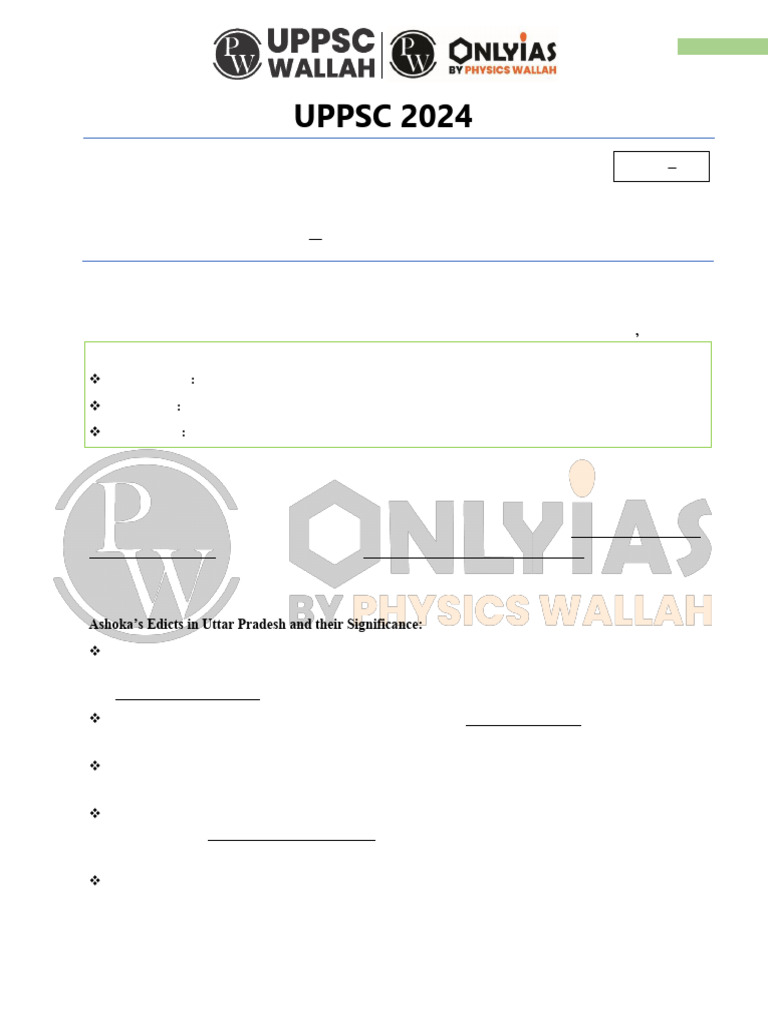 UP Special - Model Answer - DMP 02 (English) | PDF | Ashoka | Ancient India