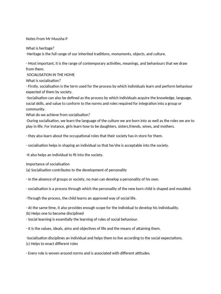 Form 1 Heritage Notes (Muusha) | PDF | Identity Document | Family