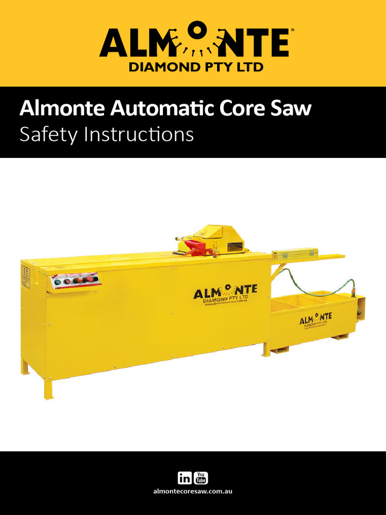 Almonte Core Saw Safety Instructions | PDF | Personal Protective ...