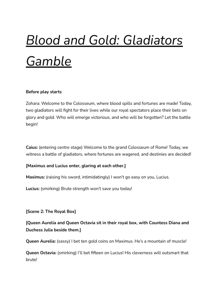 Blood and Gold - Gladiators Gamble | PDF | Classics