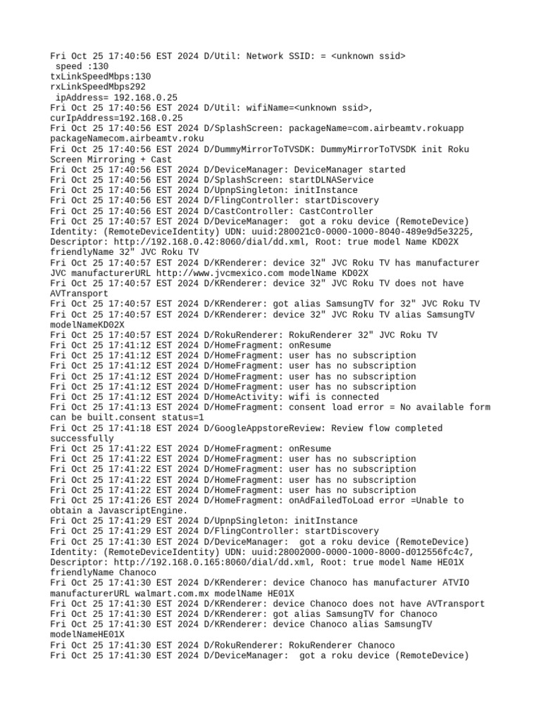 Roku Screen Mirroring Log Analysis | PDF | Roku | Internet Protocols
