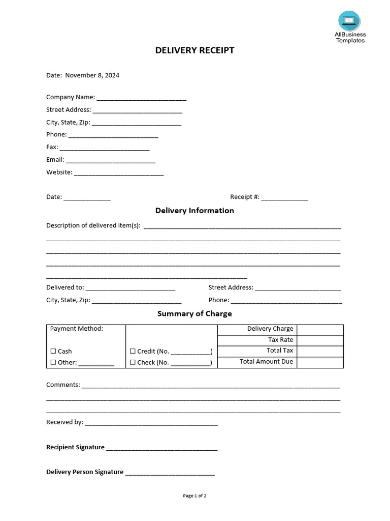 Delivery Receipt | PDF | Receipt | Payments