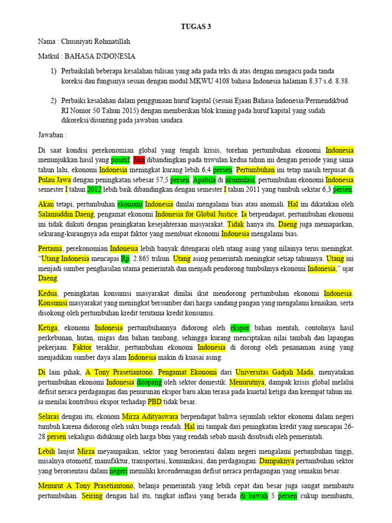Tugas 3 Bahasa Indonesia | PDF | Ilmu Sosial