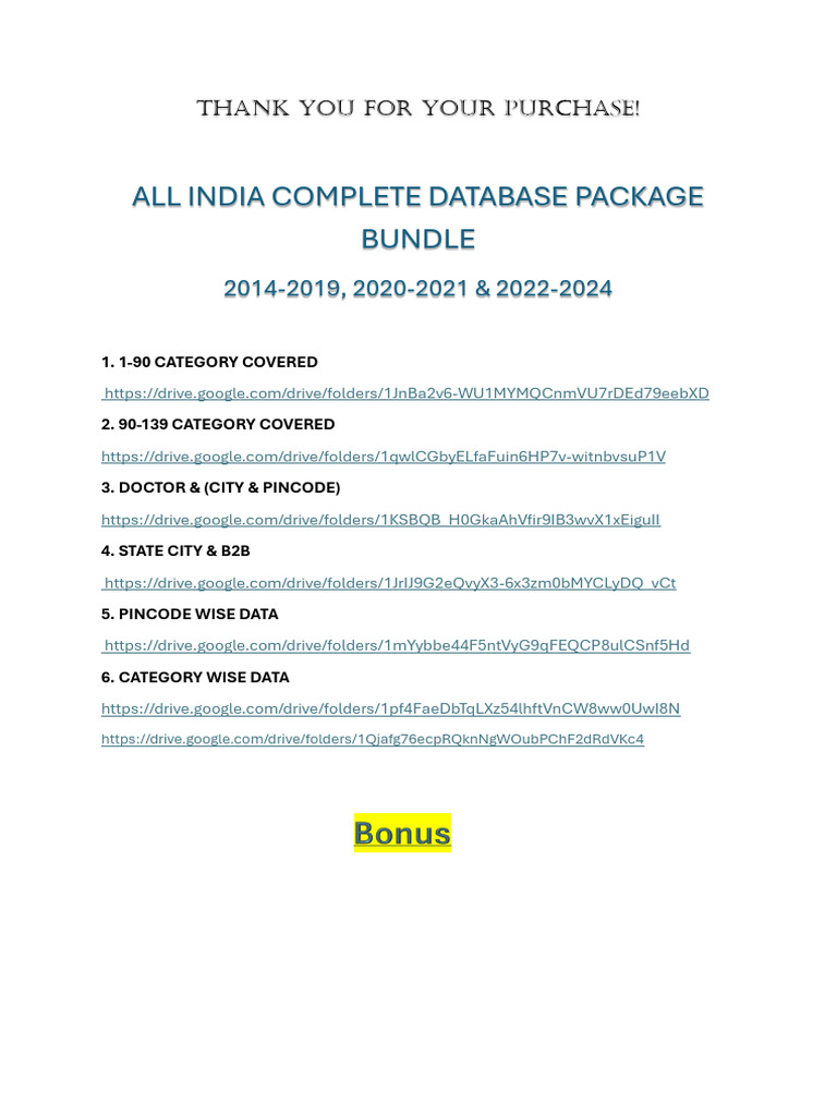 All India Database Package 2014-2024 | PDF