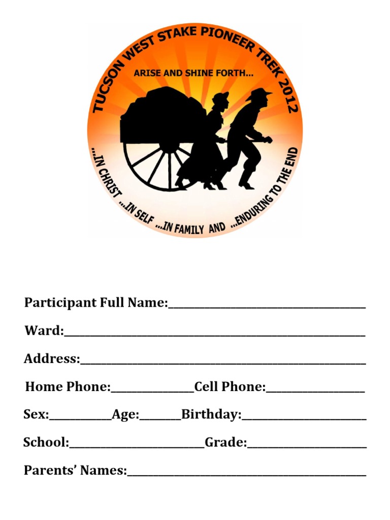 Youth Pioneer Trek Registration Form | PDF | Shoe | Allergy