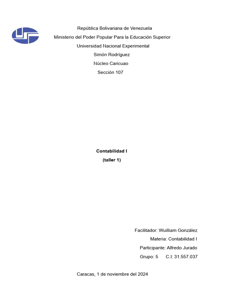 Contabilidad I (taller 1) | PDF | Contabilidad | Hoja de balance