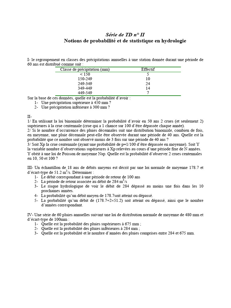 TD 2 - Notions de Probabilités Et Statistique - 1 | PDF | Probabilité et statistiques ...
