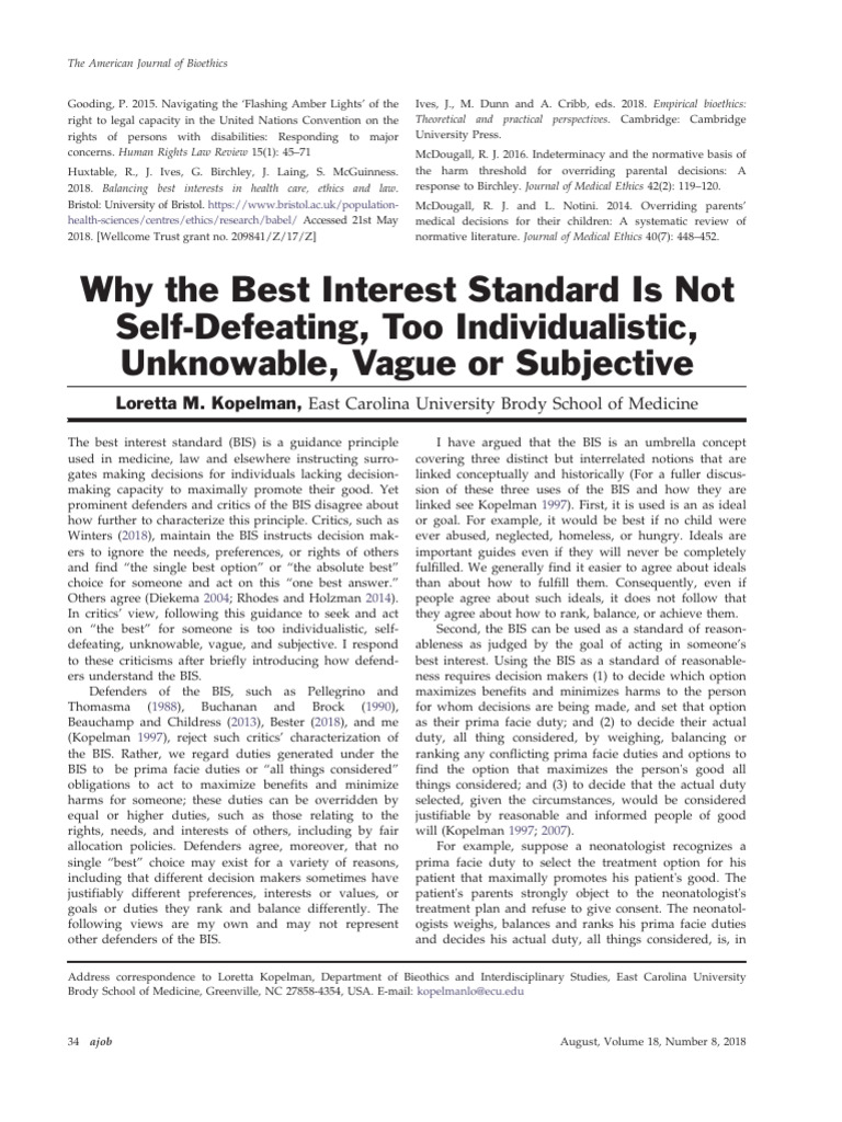 Best Interest Standard in Parental Decisions | PDF | Bioethics