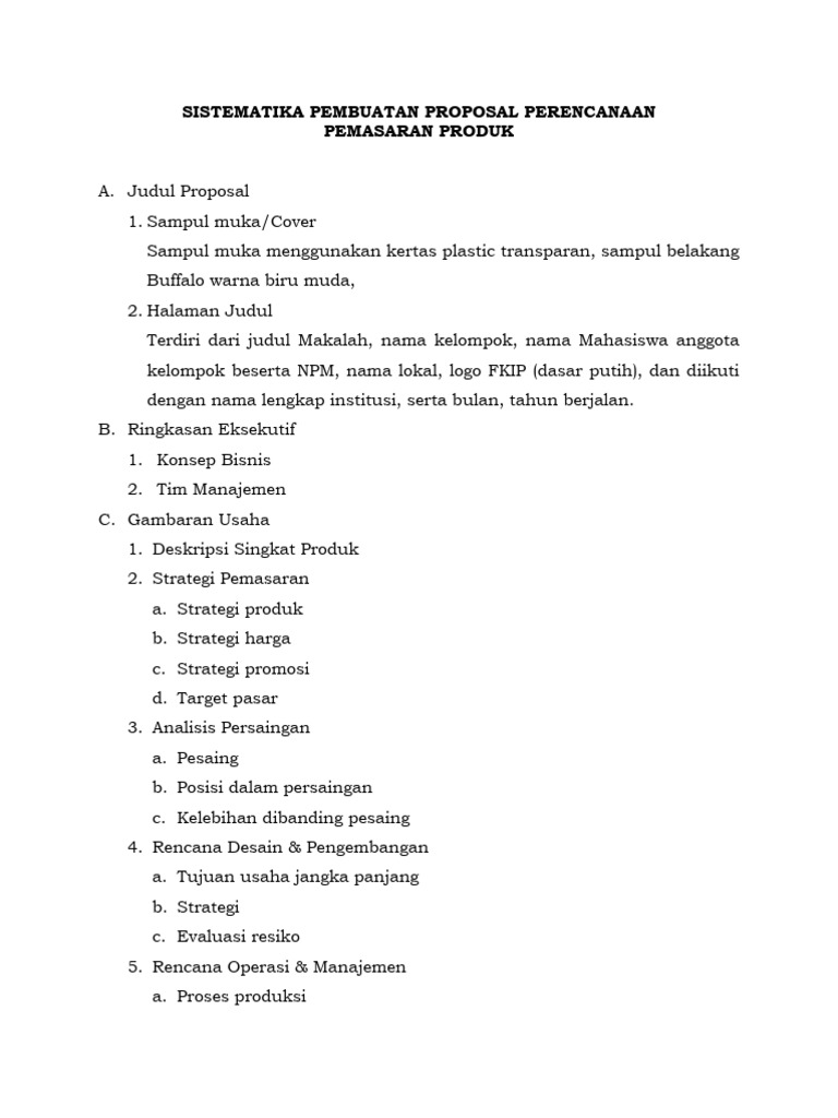 Proposal Perencanaan Pemasaran | PDF