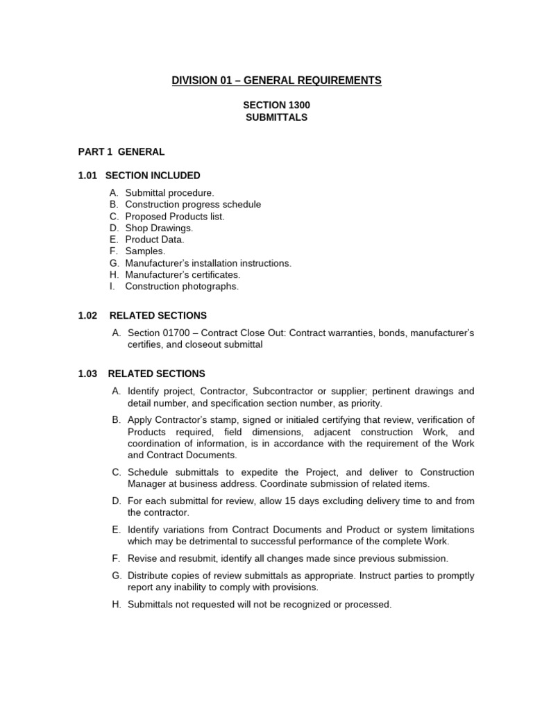 Submittals | PDF | Specification (Technical Standard) | Computing