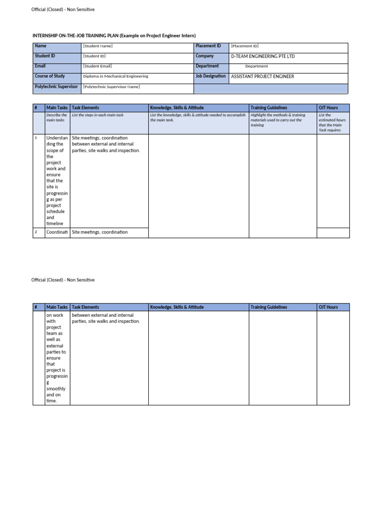 OJT Company Training Plan NP | PDF