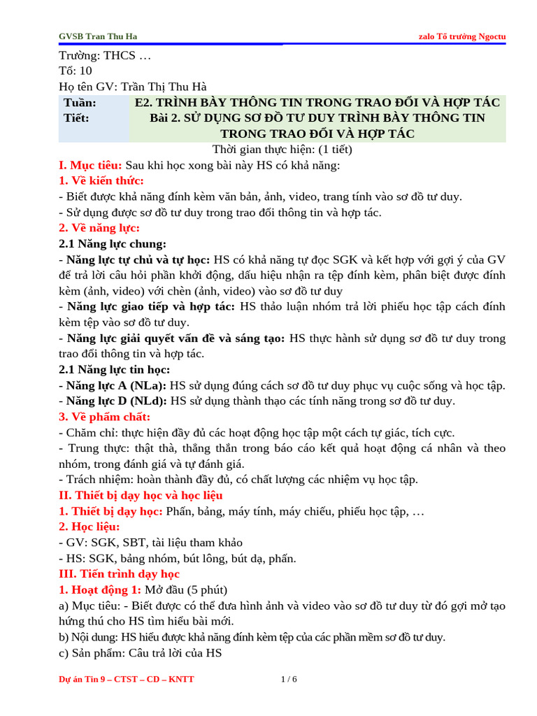 Tin9 CD E2 BAI 2 SU DUNG SO DO TU DUY TRINH BAY THONG TIN TRONG TRAO ...