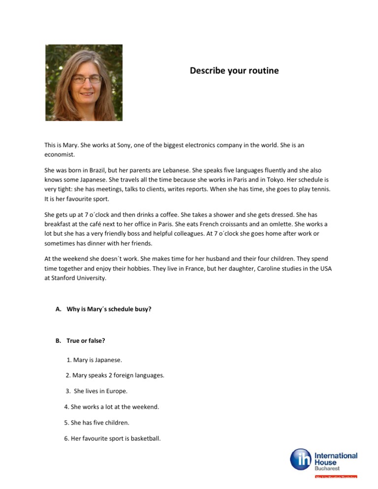 Daily Routine Text | PDF
