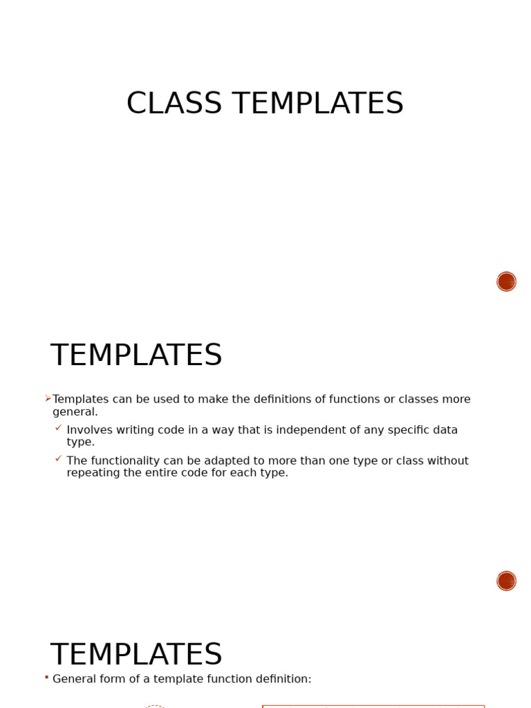 Templates For Classes | PDF | Parameter (Computer Programming) | Class ...