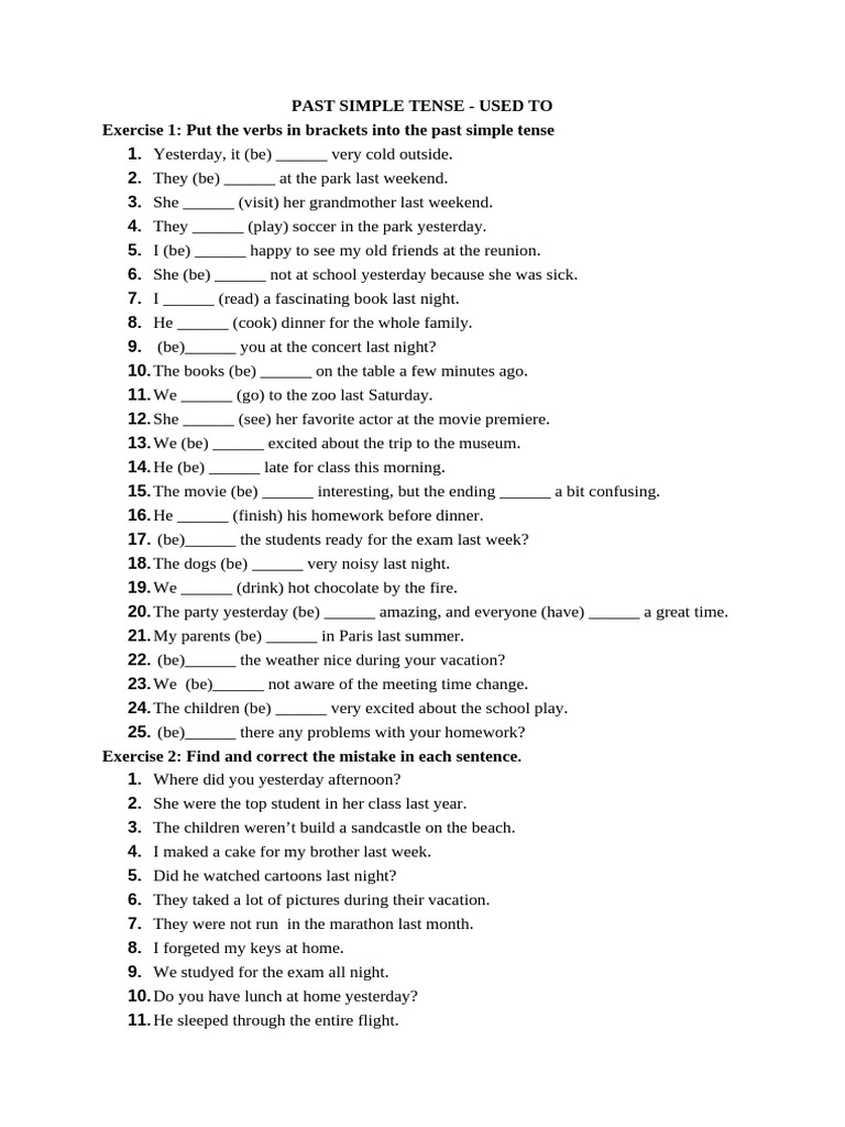 Past Simple Tense - Used To | PDF | Science | Physics