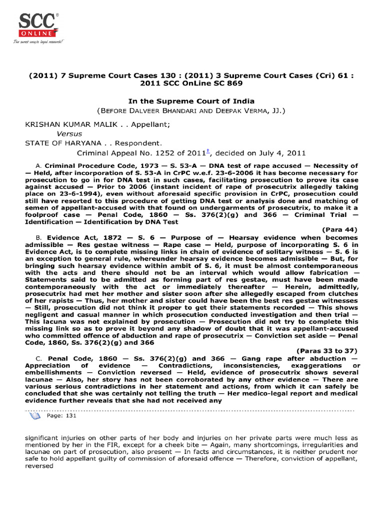 2011 7 SCC 130 | PDF | Supreme Court Of The United States | United ...