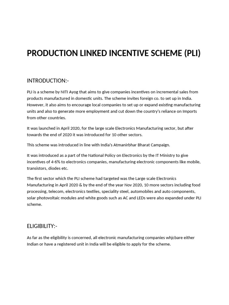 Production Linked Incentive Scheme | PDF | Electronics | Photovoltaics