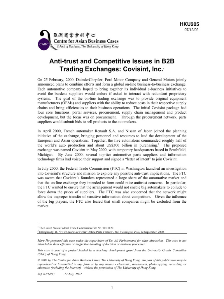 Antitrust Issues in b2b (1) - Unlocked | PDF | Federal Trade Commission ...