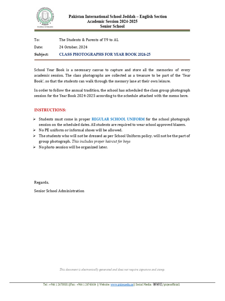 YearBook Photograph Memo 2024-2025 PDF 1035390858 | PDF