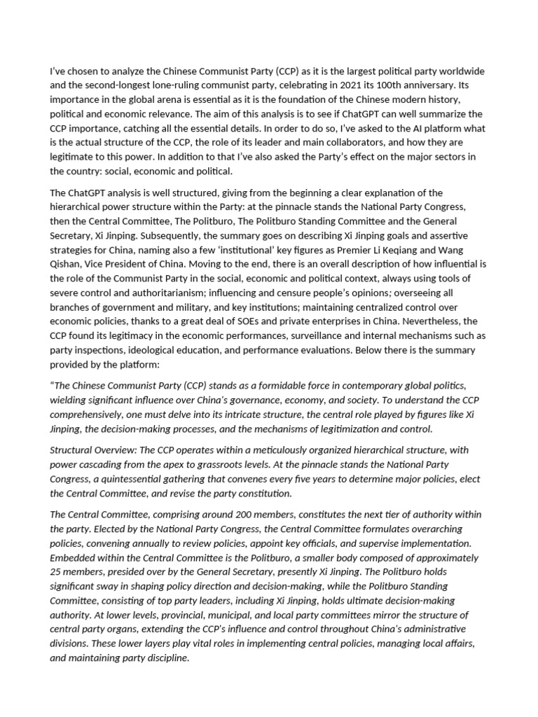 ChatGPT Assignment | PDF | Xi Jinping | China