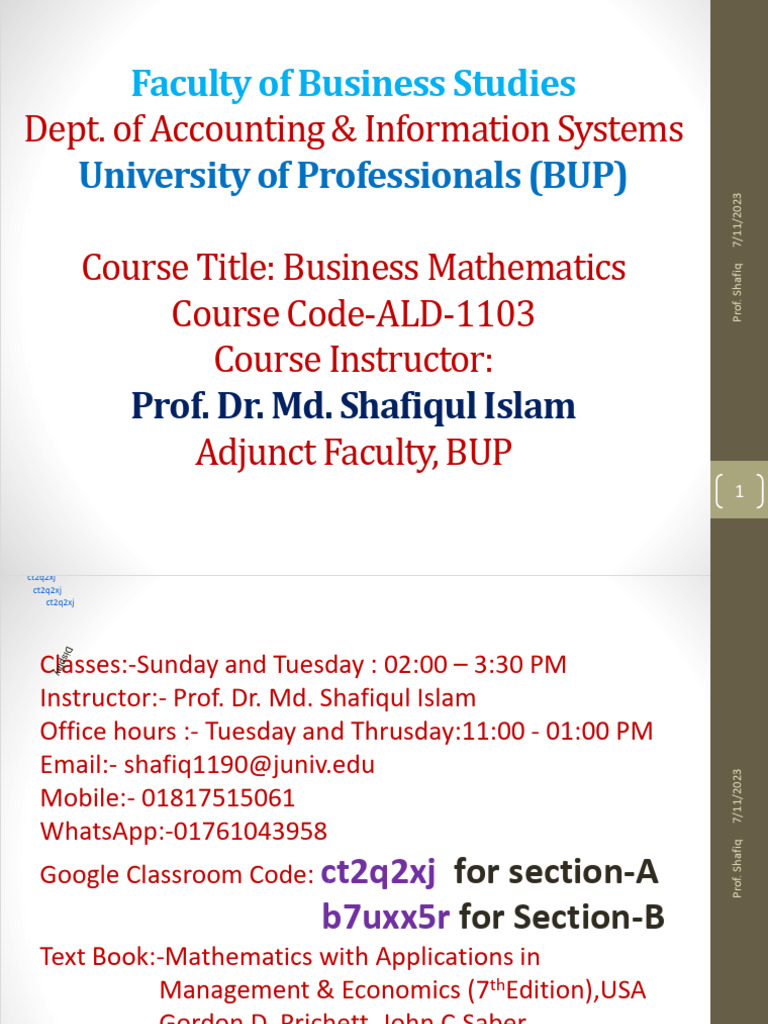 Business Math Class-1 | PDF | Mathematics | Learning