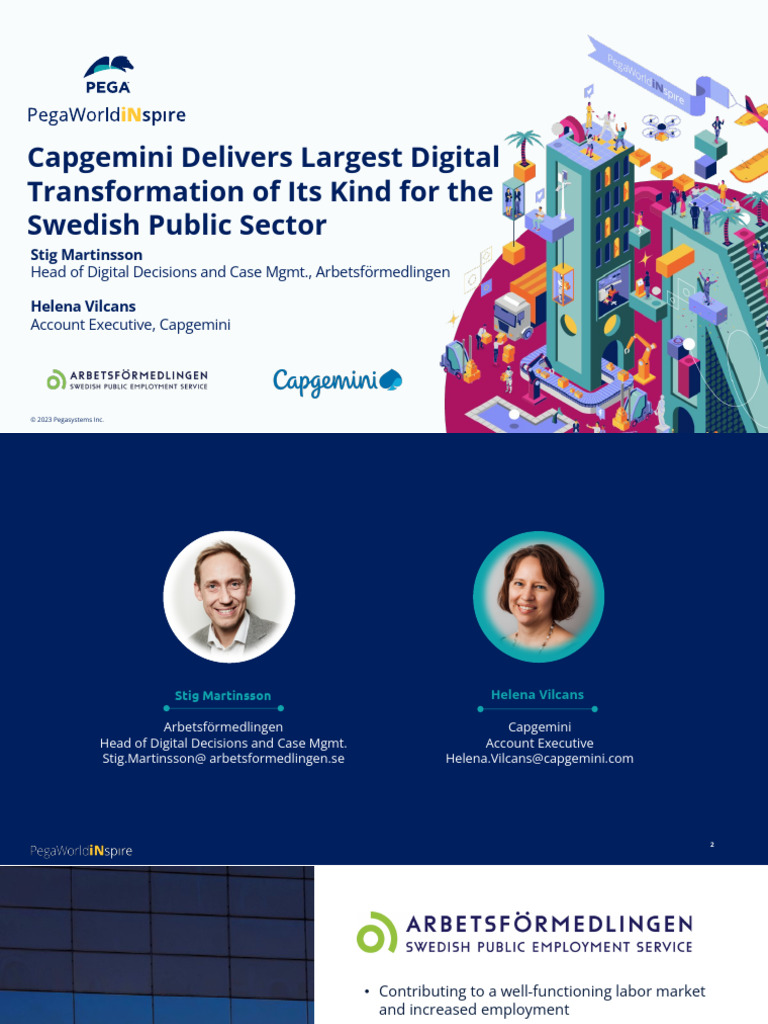 Pegaworld Inspire 2023 Capgemini Delivers Largest Digital Transformation Its Kind Swedish Public ...