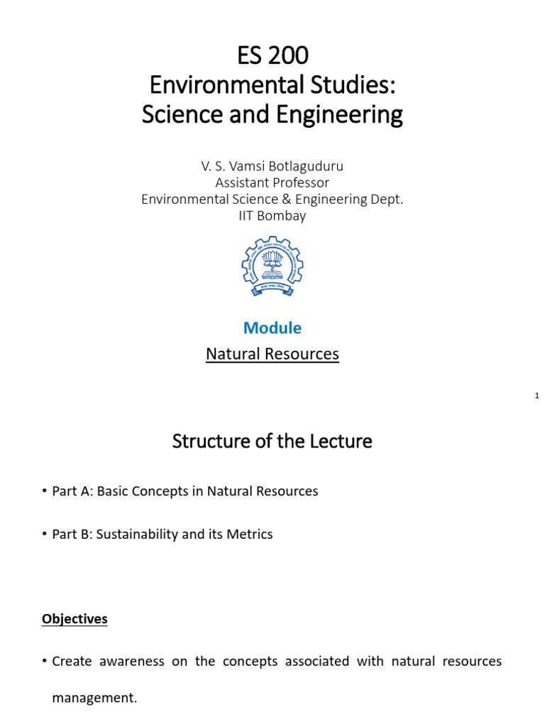 ES 200 - Natural - Resources - Lecture - V.S. Vamsi Botlaguduru | PDF ...
