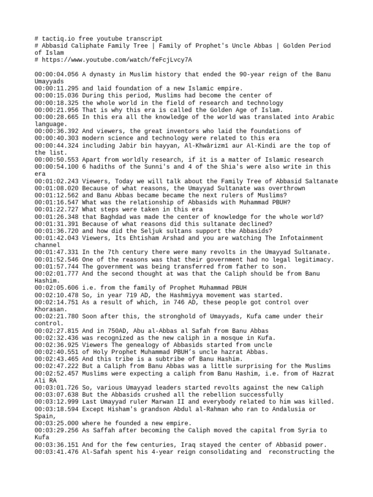 Tactiq Free Transcript feFcjLvcy7A | PDF | Caliphate