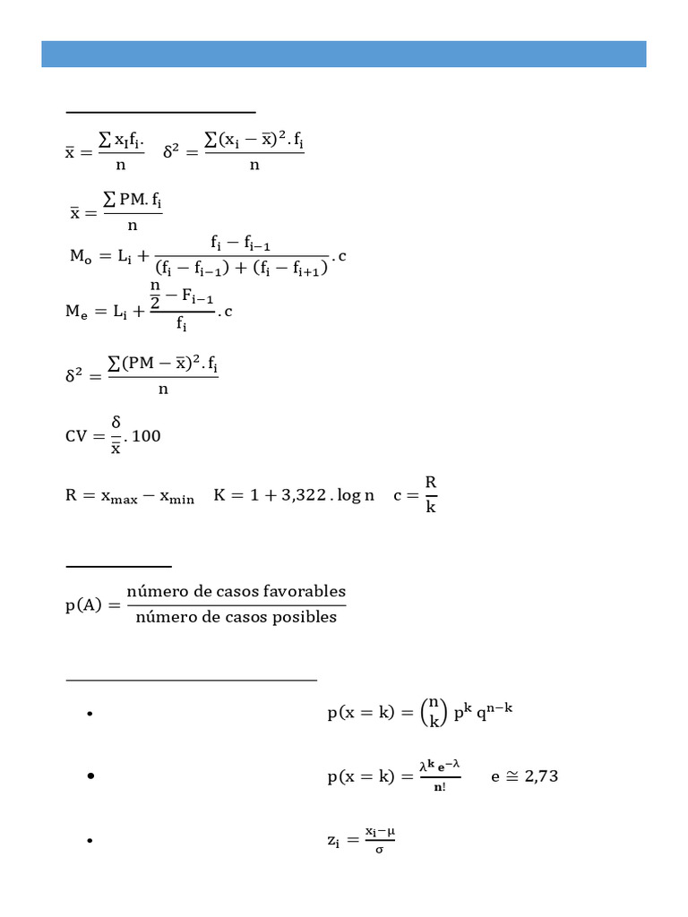 Tabla de Fórmulas | PDF | Métodos y materiales de enseñanza