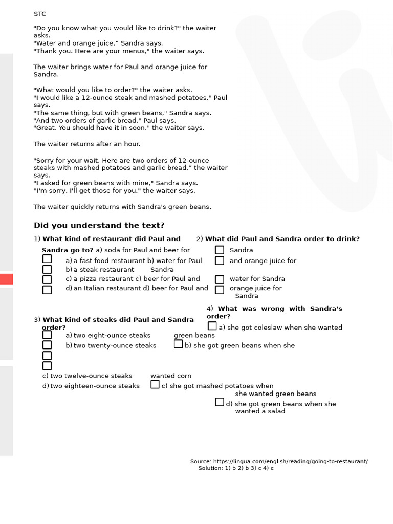 Storage Pdfs English-Text-Going-To-Restaurant | PDF
