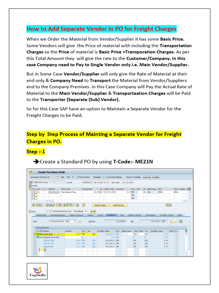 How To Add Separate Vendor in PO For Freight Charges | PDF | Business