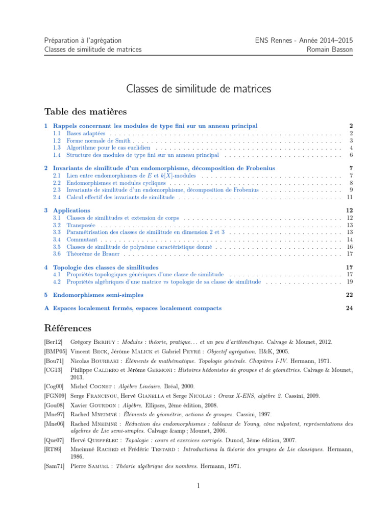 Classes de similitude de matrices | PDF | Matrice (Mathématiques ...