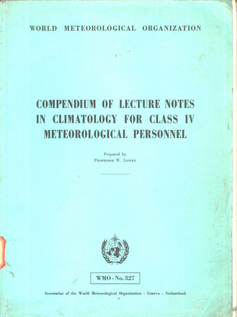 Compendium of Lecture Notes in Climatology For Class Iv Meteorological ...
