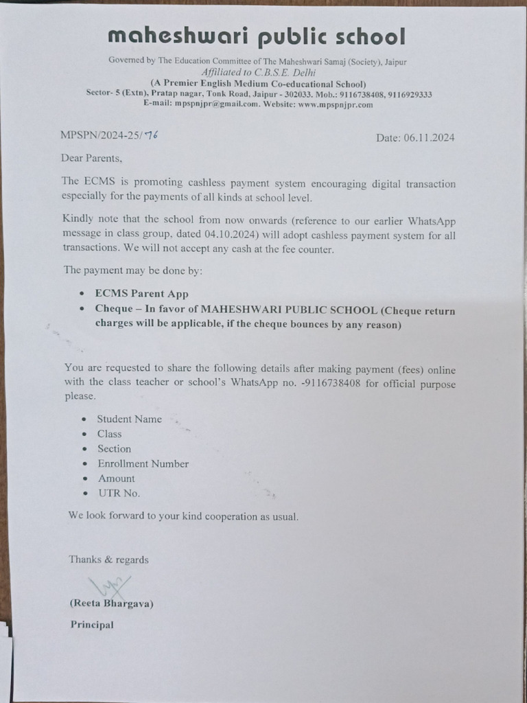 Circular For Cashless Transaction | PDF