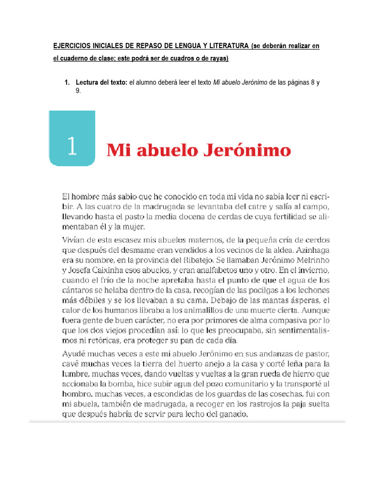 Lengua El Abuelo Jerónimo | PDF