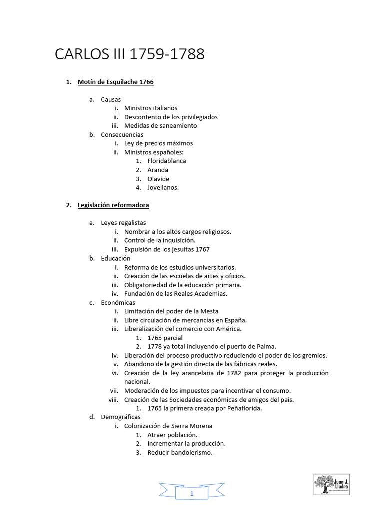 Esquema Carlos III | PDF | España | Economias