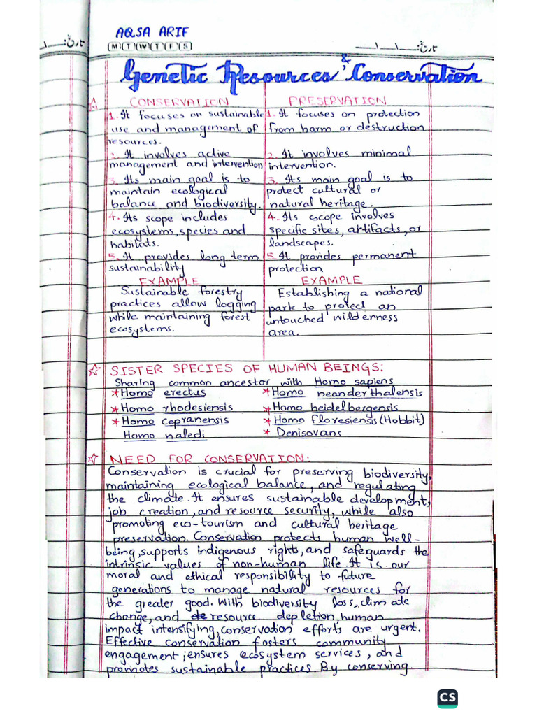 Genetic Resources & Conservation (Extra QS) ... - 1 | PDF