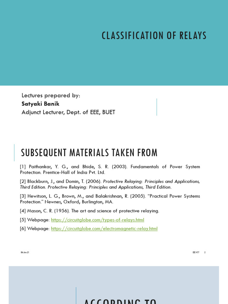 Classification of Relays | PDF | Relay | Materials Science