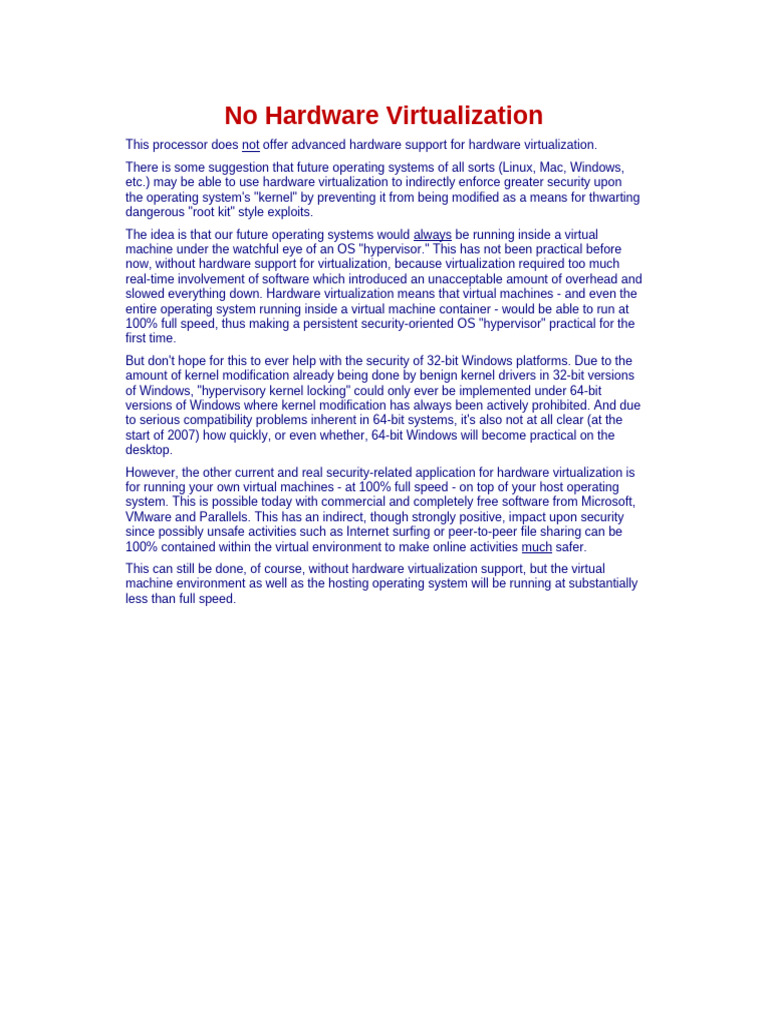 Understanding Hardware Virtualization Limitations | PDF | Technology ...