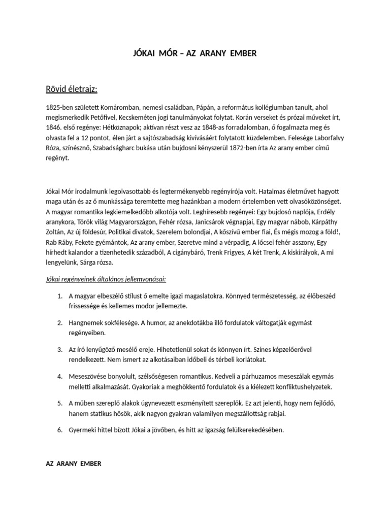 Jókai-Az Arany Ember | PDF