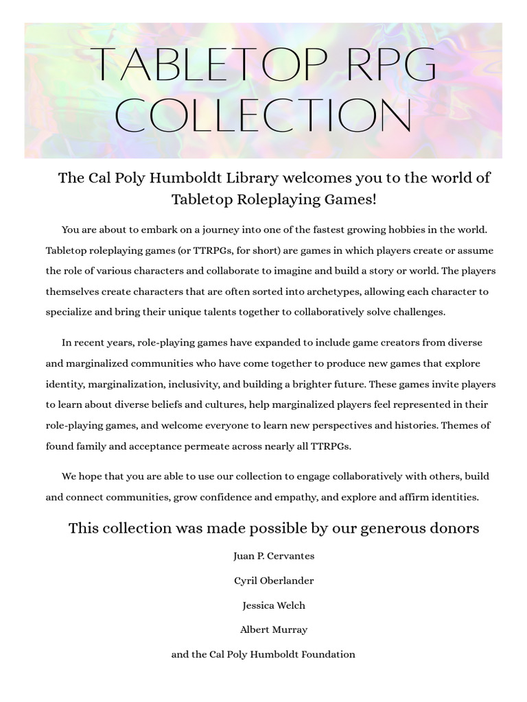TTRPG Collection Welcome | PDF